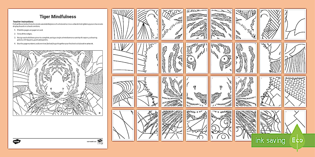 Tiger Mindfulness Collaborative Colouring Resource Pack