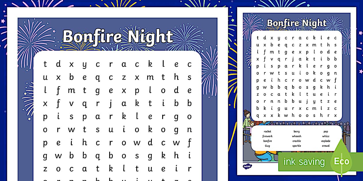 Bonfire Night Word Search — KS1 Primary Resources - Twinkl