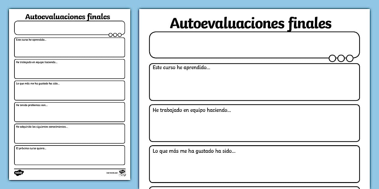Ficha de autoevaluación final (teacher made) - Twinkl