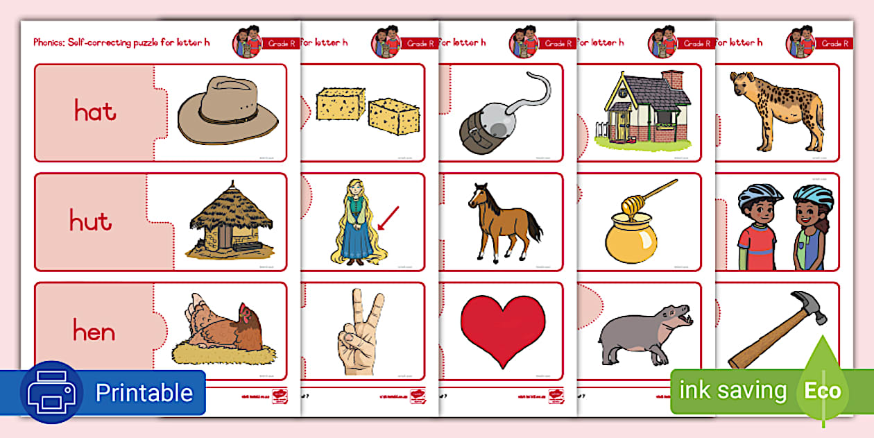 Grade R Phonics: Self-correcting Puzzles Letter h