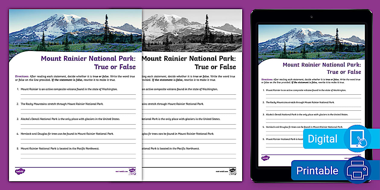 Printable Mt Rainier Questions Activity Sheet | Twinkl USA