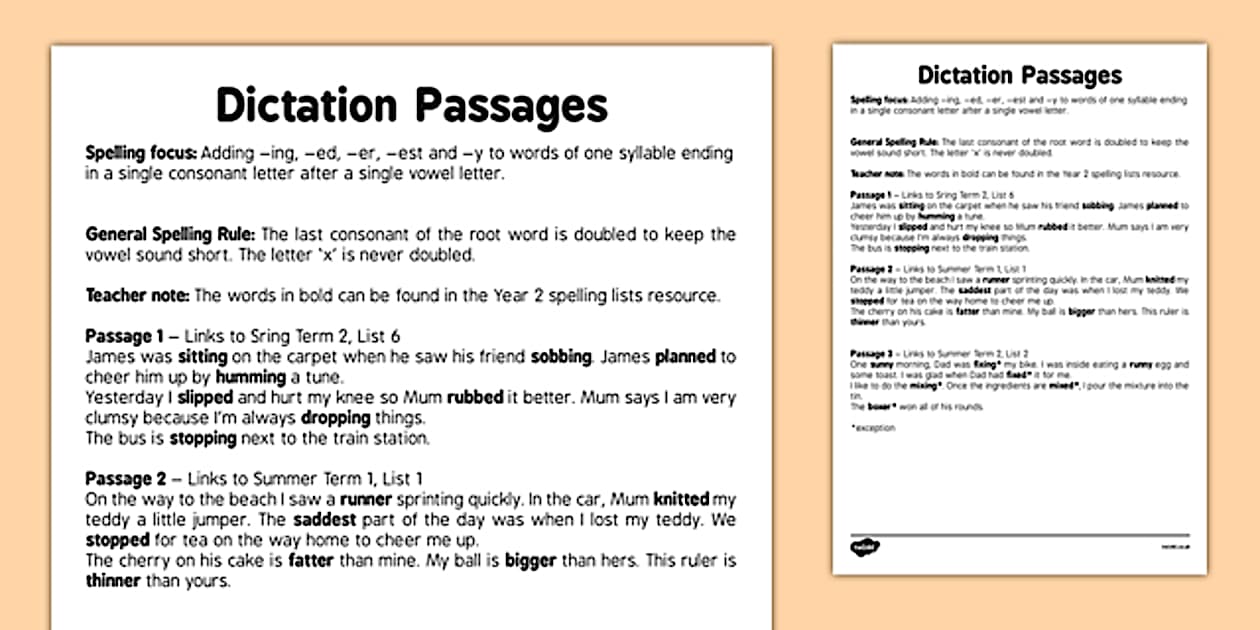 Dication Passages - Adding -ing -ed -er -est -and -y to Words of One ...