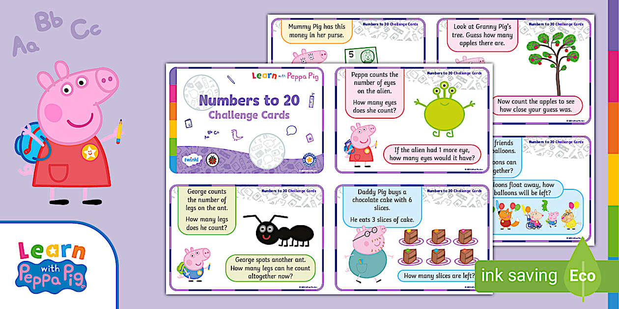 FREE! - 👉 Peppa Pig: Numbers to 20 Challenge Cards