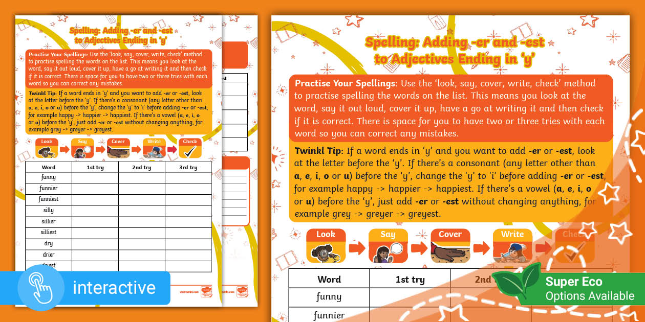Spelling: Adding -er and -est to Adjectives Ending in ‘y’