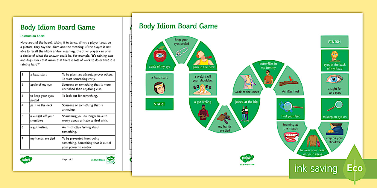 Body Idiom Board Game (Teacher-Made) - Twinkl