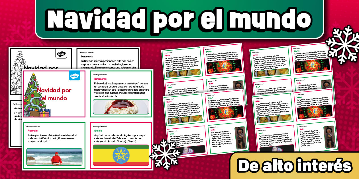 Navidad por el mundo tarjetas de información