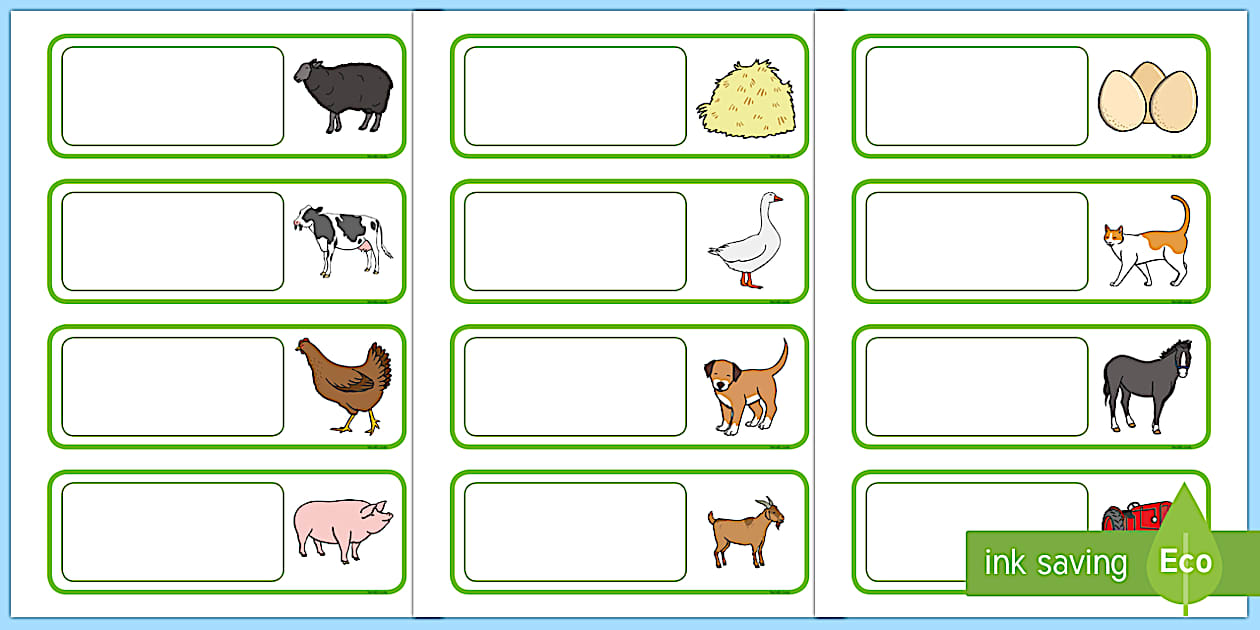 Editable Farm Themed Drawer Peg Name Labels - Twinkl