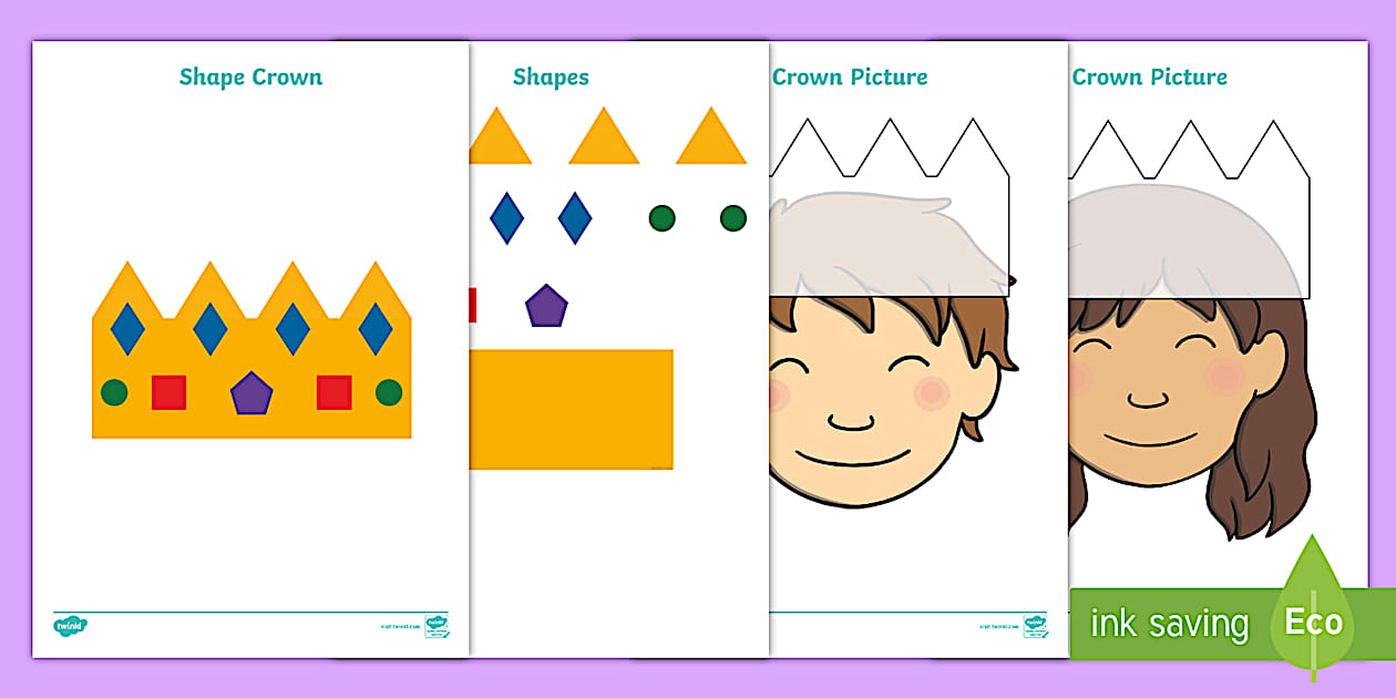 2D Shape Crown Cutting Skills Worksheets, Shape Crown Worksheets