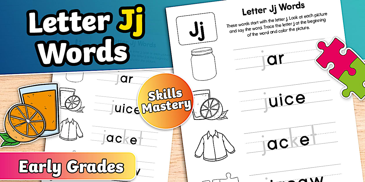 Letter Jj Words: Letter Recognition Worksheet for PreK-K