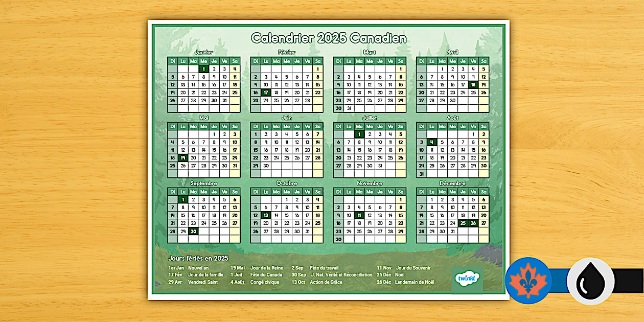 French Canadian Calendar 2025