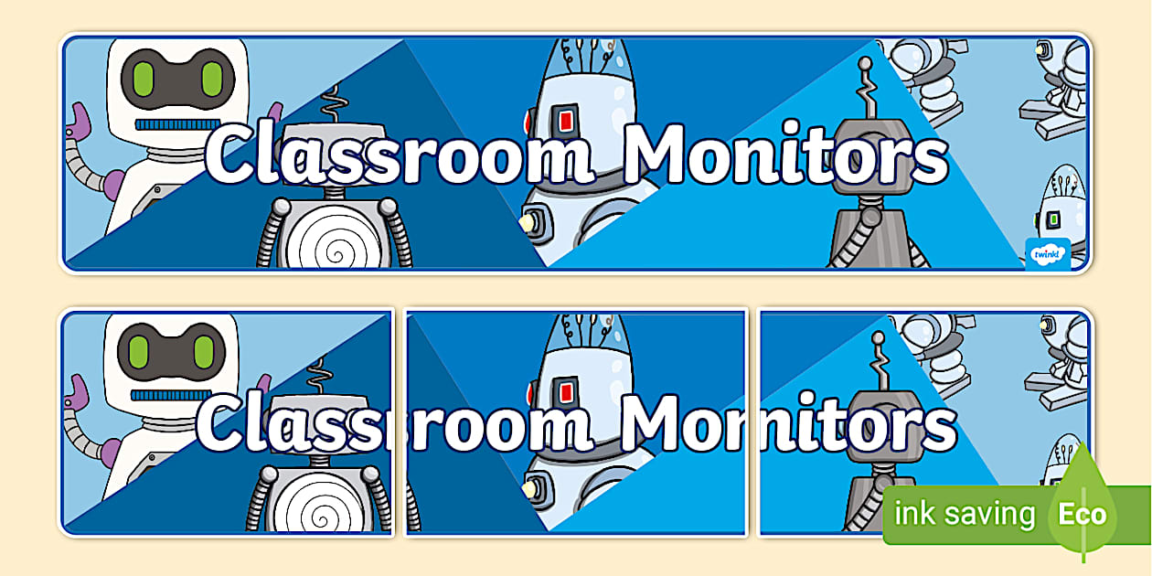 Robot Classroom Monitors Display Banner (teacher made)