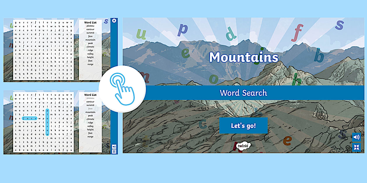 Mountains Interactive Word Search (Teacher-Made) - Twinkl