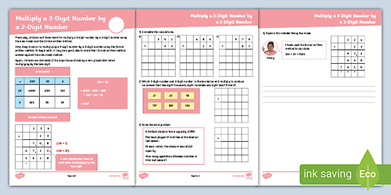 👉 Year 5 Long Multiplication 3-digit by 2-digit Activity
