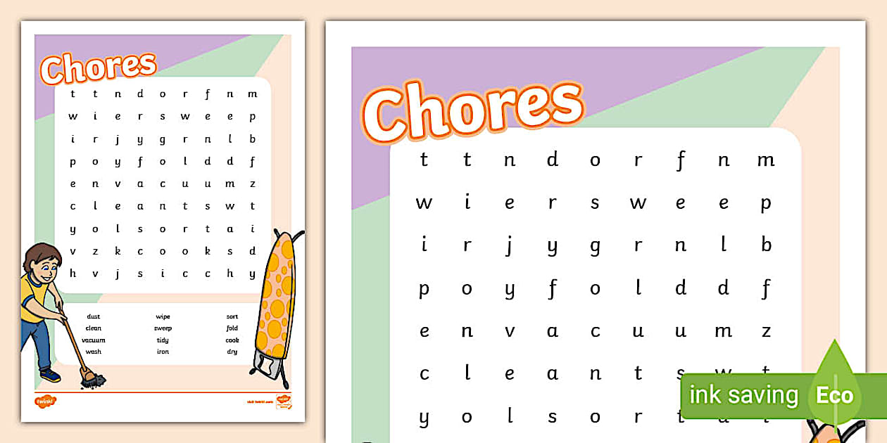 Chores Word Search (Teacher-Made) - Twinkl