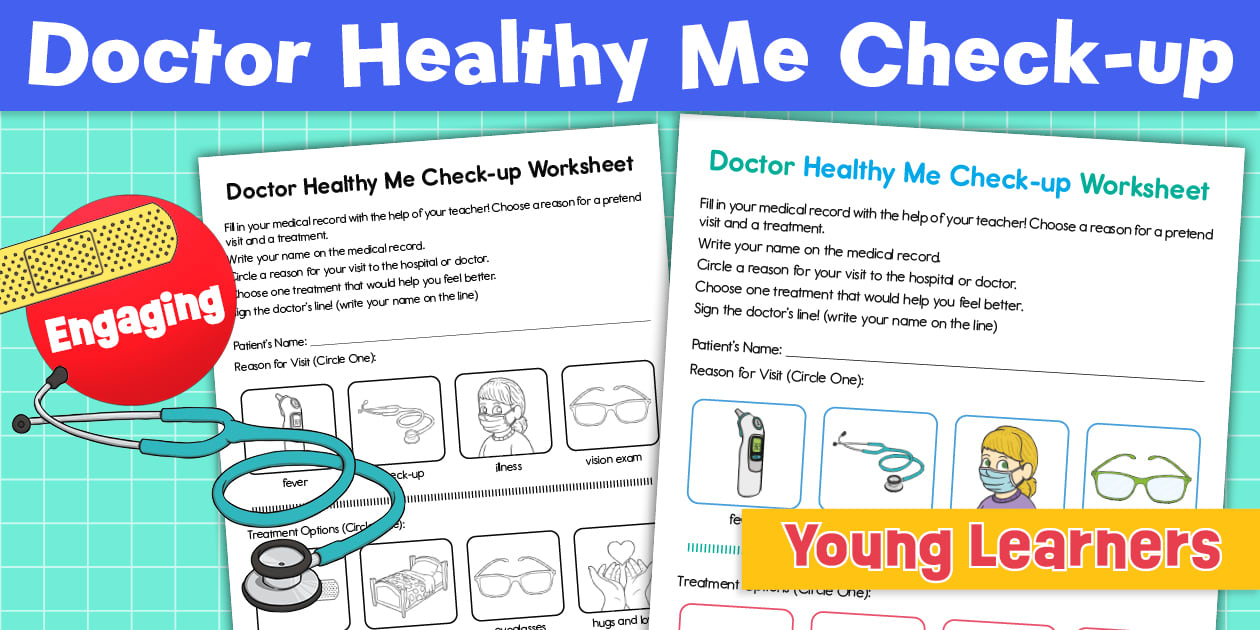 Doctor Healthy Me Check-up Worksheet for PreK-K - Twinkl