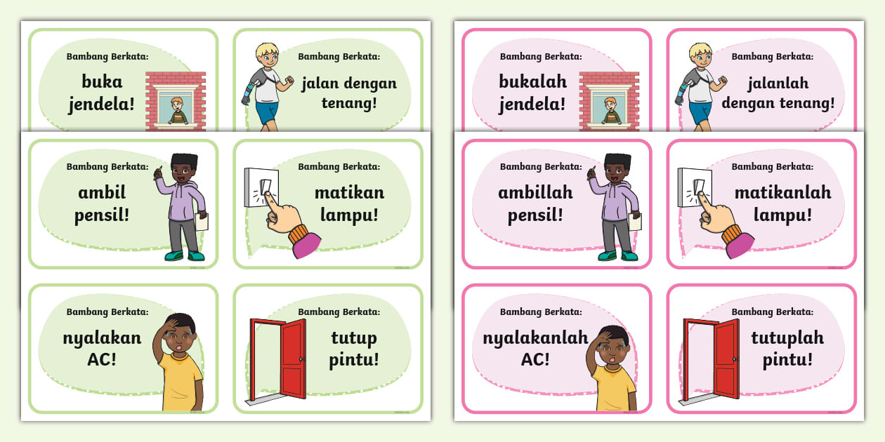 Simon Says Flashcards - Classroom Instructions - Indonesian