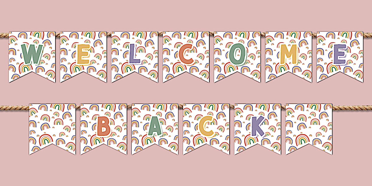 Muted Rainbow Themed Welcome Back Display Bunting - Twinkl
