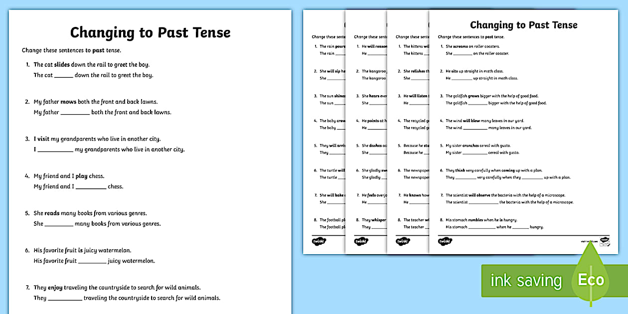 Changing to Past Tense Sheets (teacher made) - Twinkl