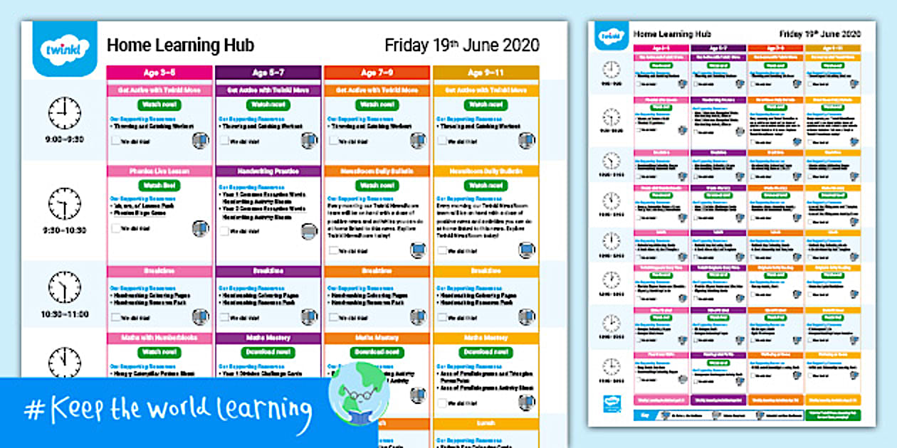 Home Learning Hub Daily Plan Friday 19th June - Twinkl