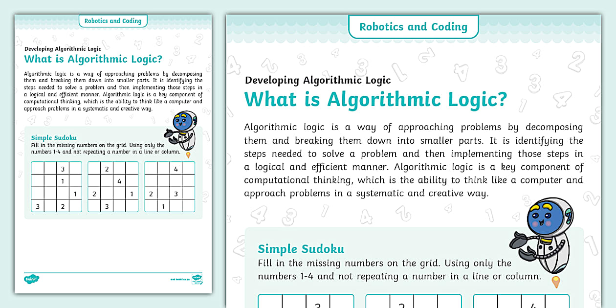 Robotics and Coding -Logic Activity: Simple Suduko - Twinkl