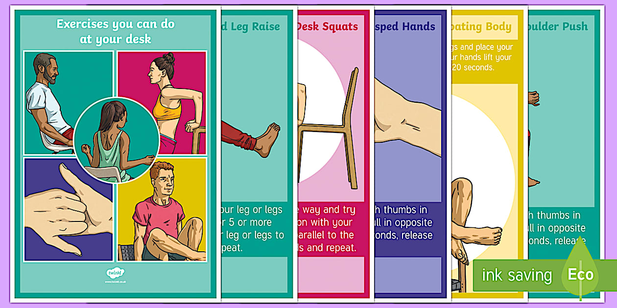 Exercises You Can Do At Your Desk | Desk Workouts - Twinkl