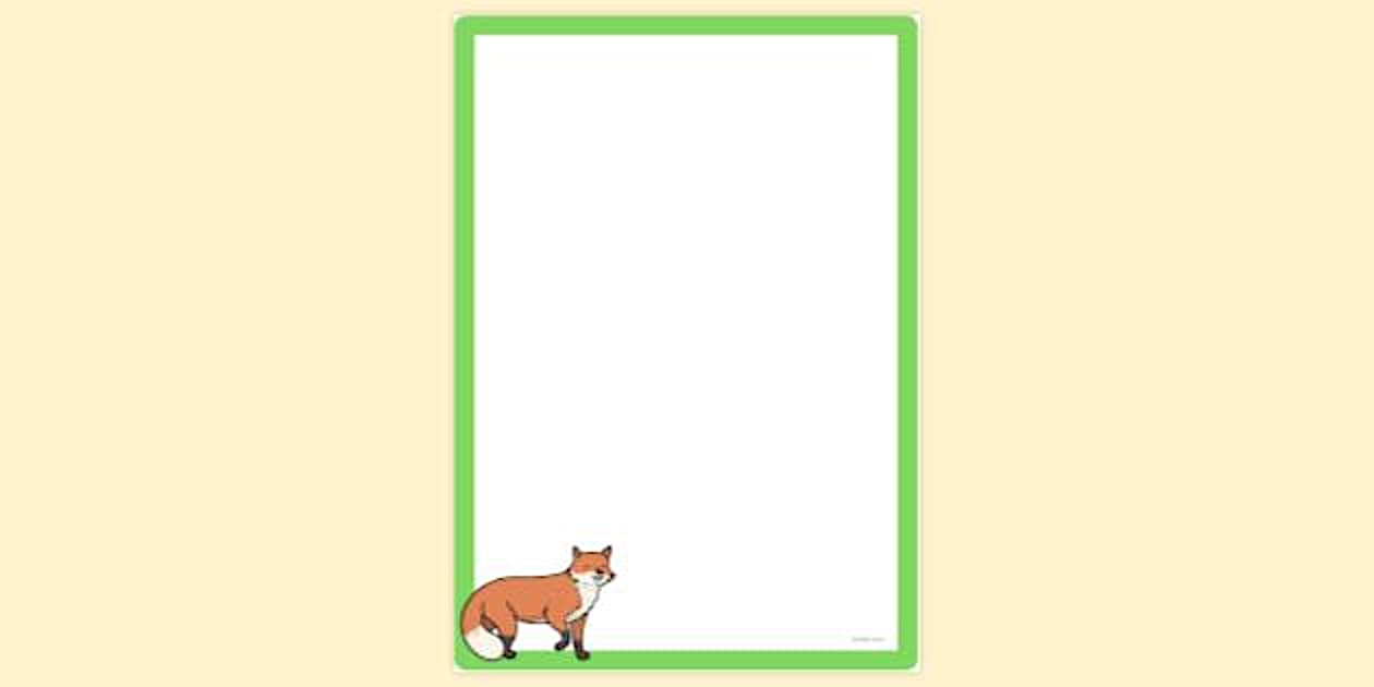 Simple Blank Cartoon Fox Page Border | Page Borders | Twinkl