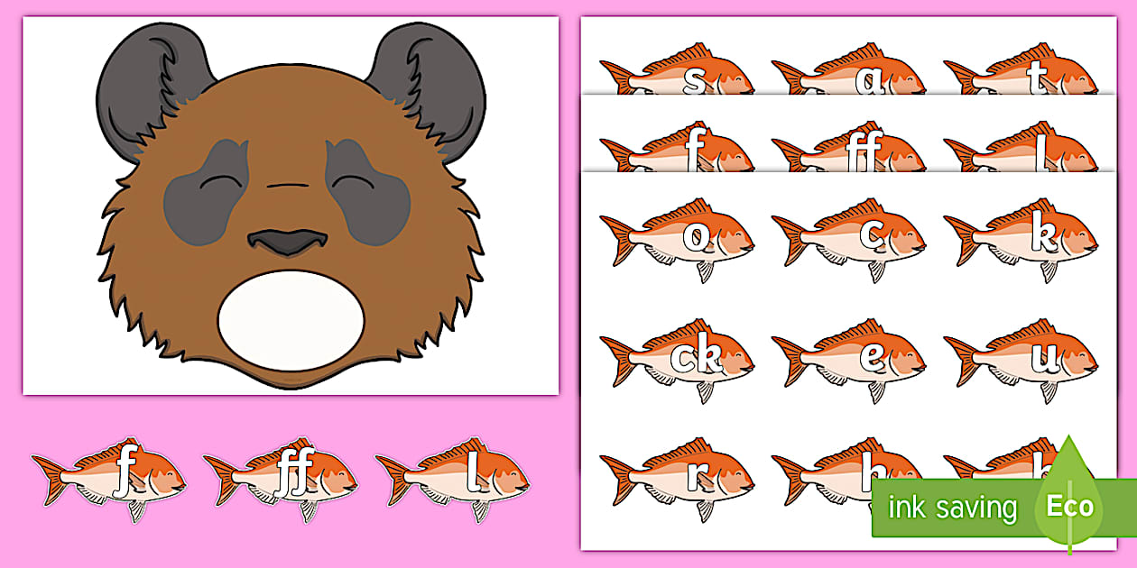 Feed the Bear Phase 2 Phonics Game (teacher made) - Twinkl