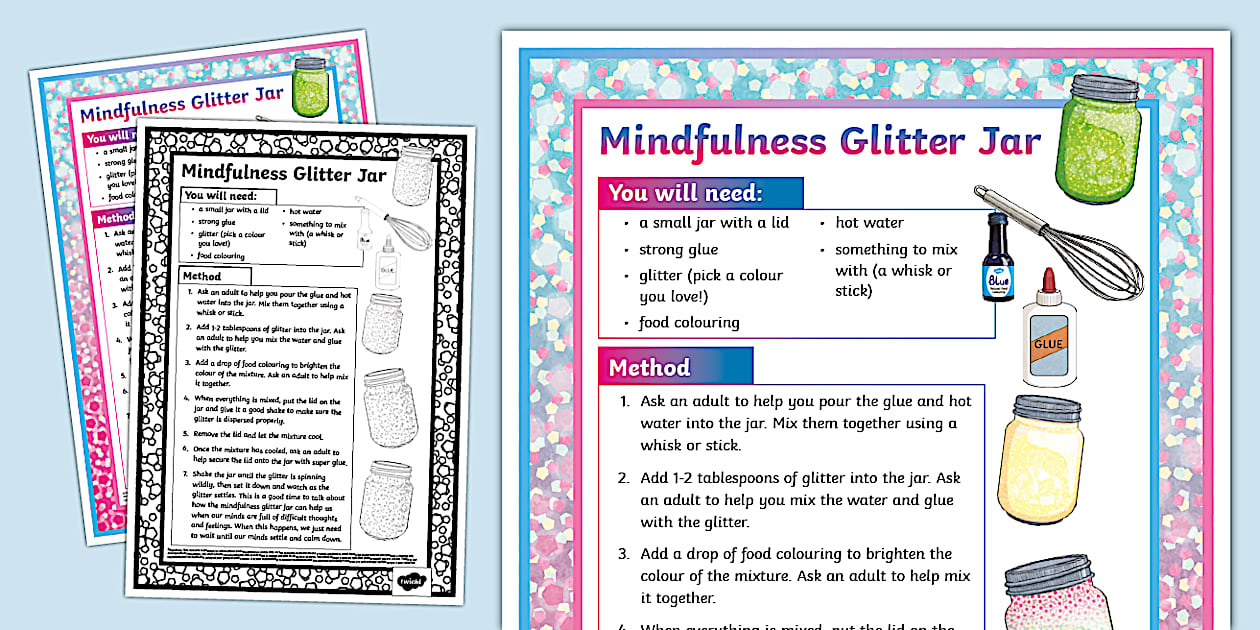 Mindfulness Glitter Jar Craft Instructions (teacher made)