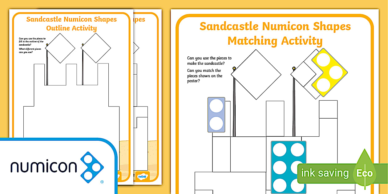 👉 Sandcastle Numicon Shapes Outline and Matching Posters Pack