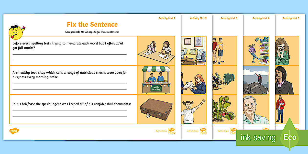 UKS2 Fix the Sentence Activity Mat Pack (teacher made)