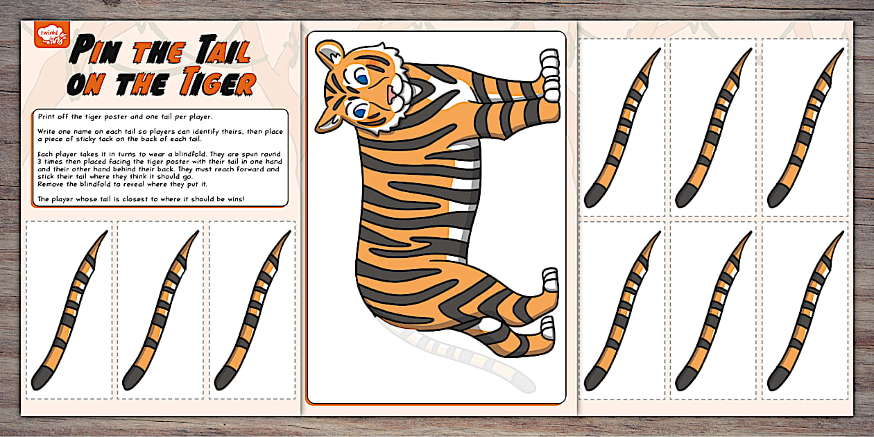 Pin the Tail on the Tiger Printable Game | Twinkl Party