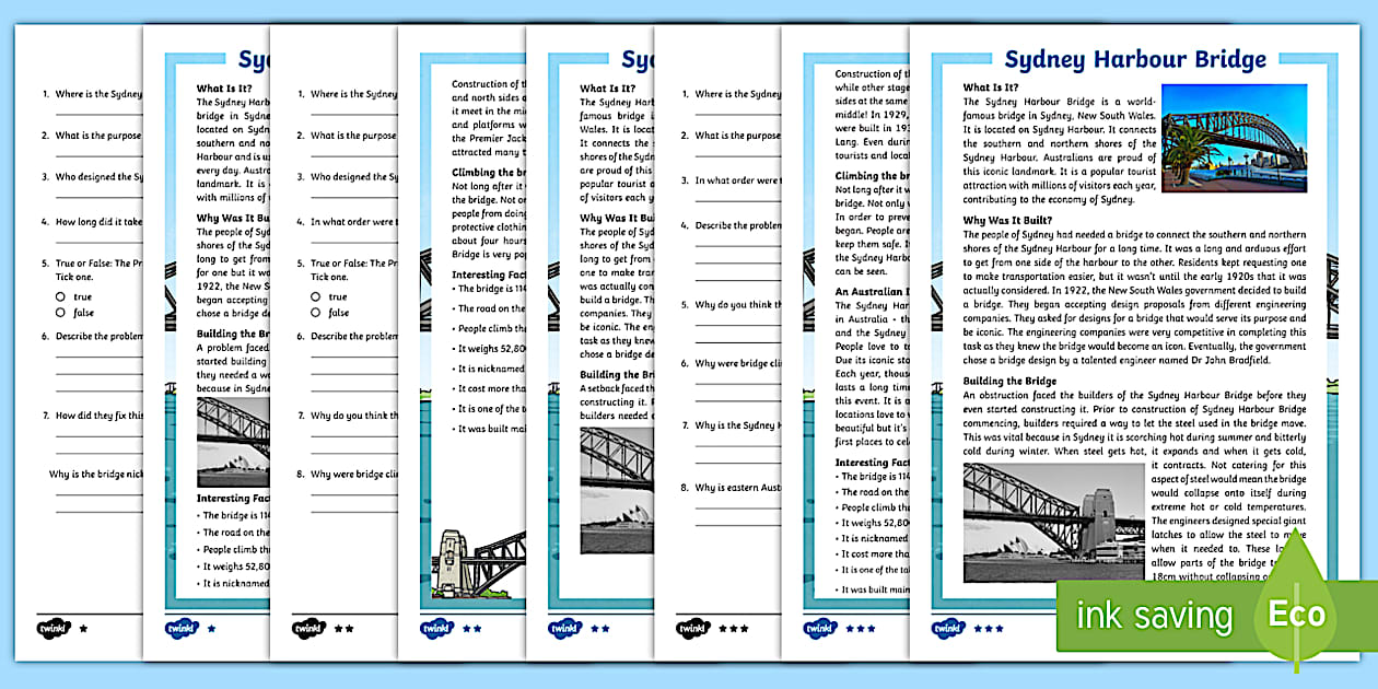 Sydney Harbour Bridge Differentiated Reading Comprehension