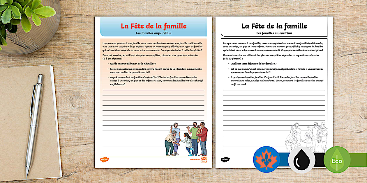 Feuille de travail sur la journée de la famille | Twinkl