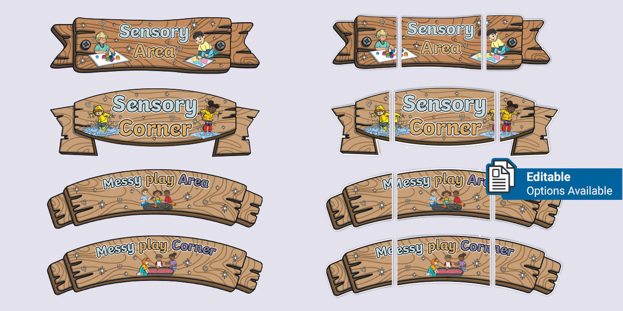 Sensory Area Display Banner - Natural wood theme - Twinkl