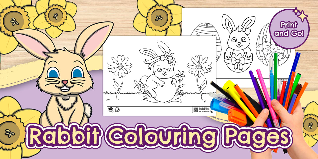 Rabbit Colouring Pages - KS1 - Twinkl