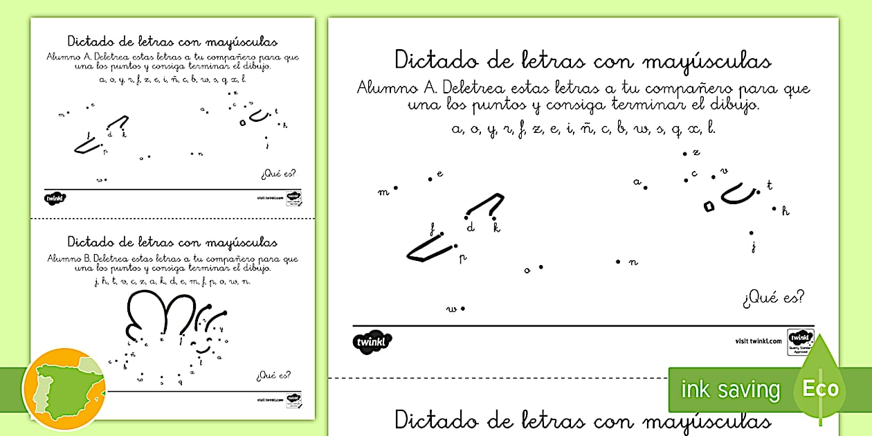 A1 Dictado de letras Dot to Dot Worksheet / Worksheet