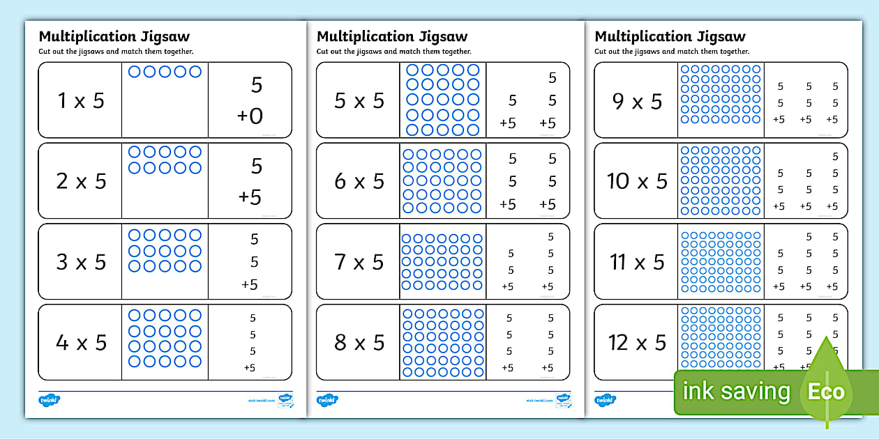 Five Times Table Matching Puzzle Game - Twinkl