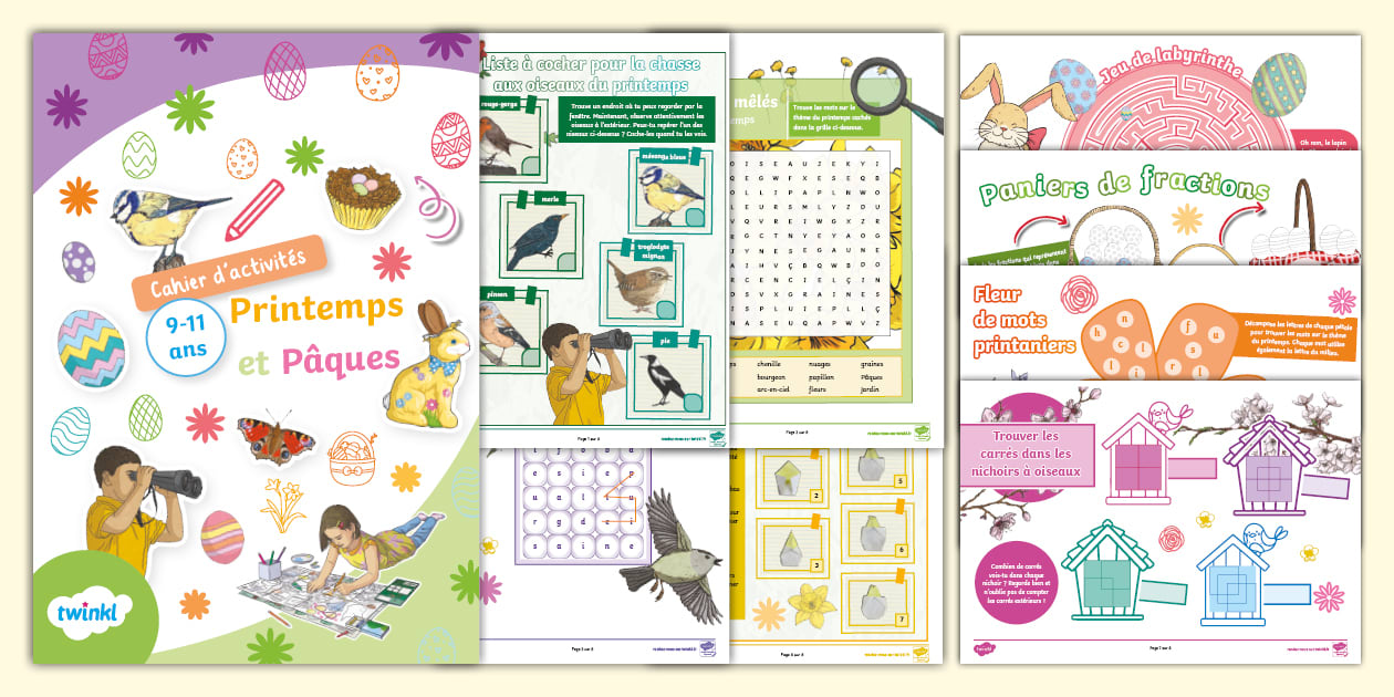 Cahier d'activités printemps et Pâques - 9 à 11 ans