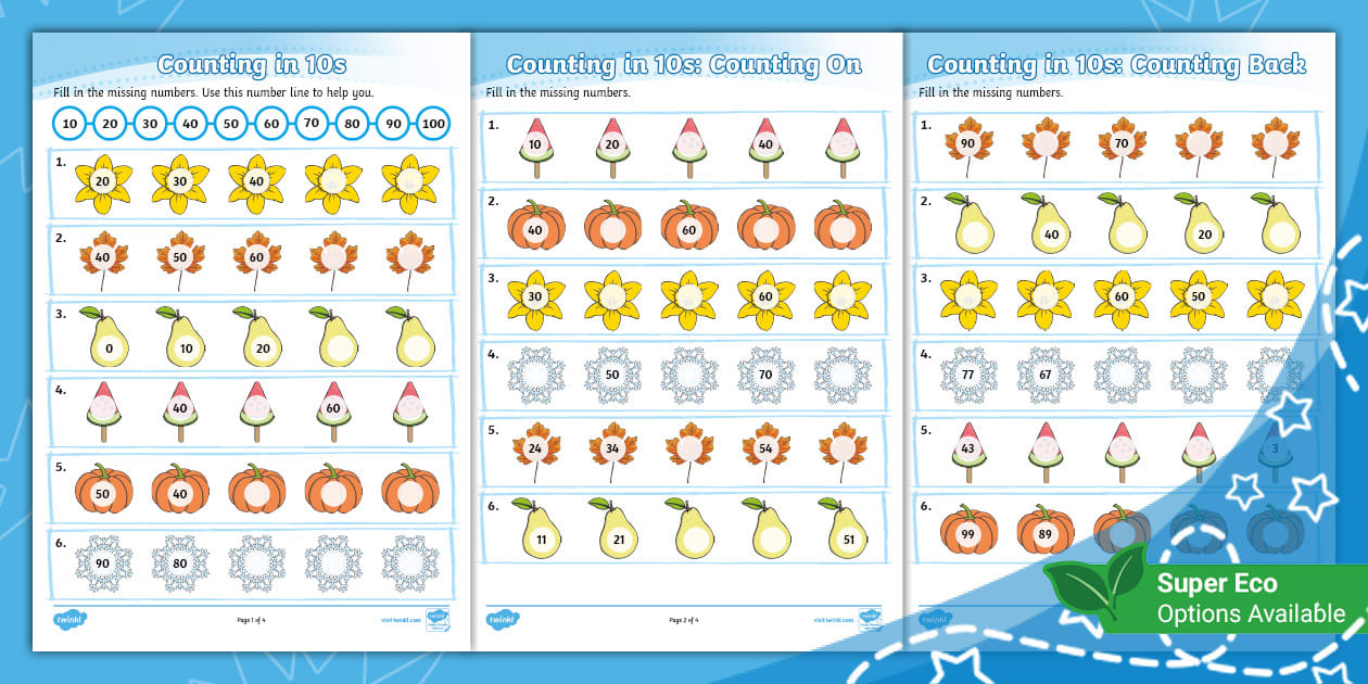 👉 Counting in 10s Worksheets (teacher made) - Twinkl