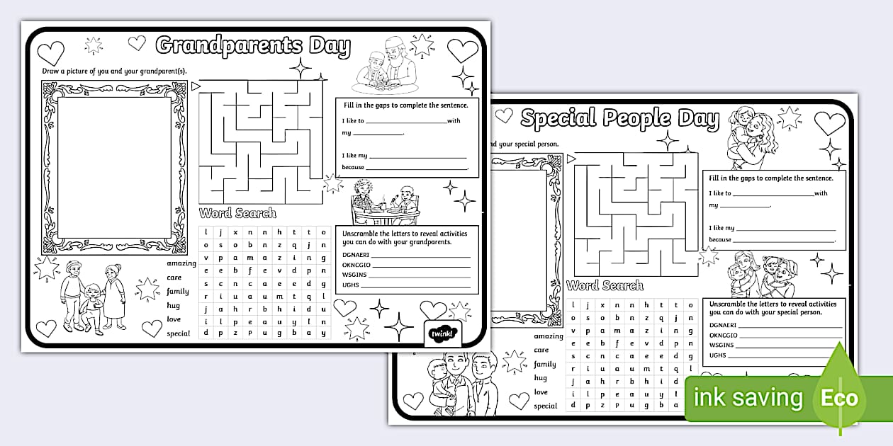 Grandparents Day Activity Mat F-2 (Hecho por educadores)