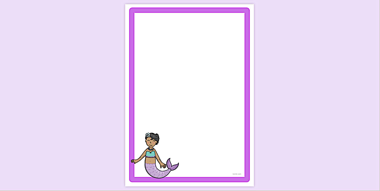 Simple Blank Cute Mermaid Page Border | Twinkl Page Borders