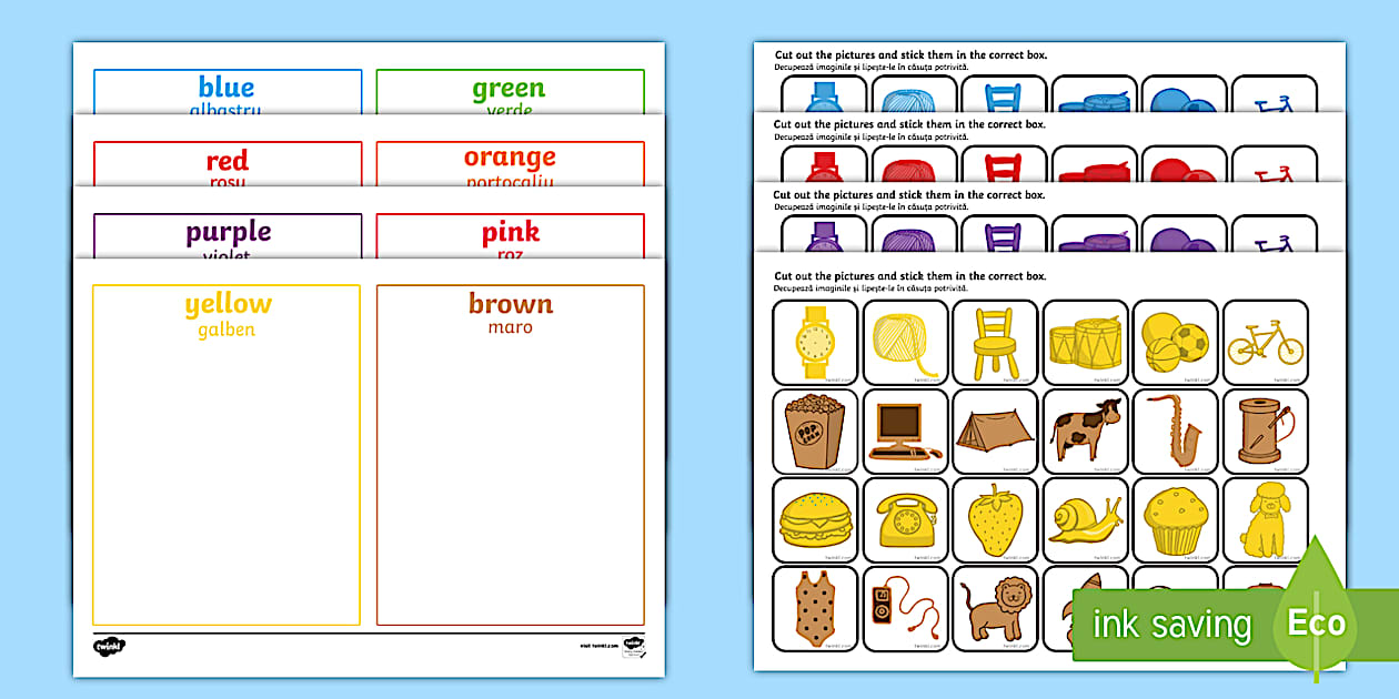 Colour Sorting Activity - English/Romanian - Colour Sorting Activity