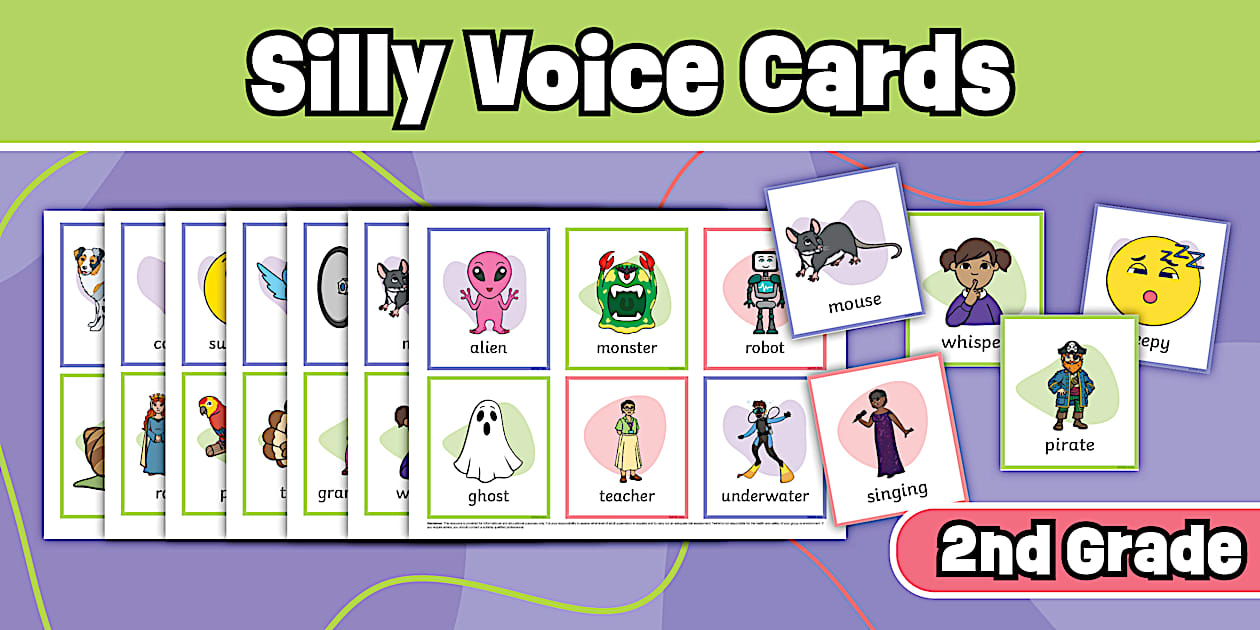Second Grade Oral Reading Fluency Silly Voice Cards | Twinkl