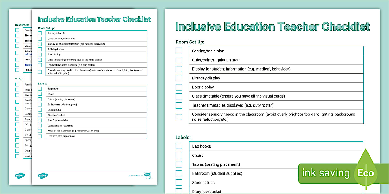 Inclusive Education Checklist - Teaching Resources - Twinkl