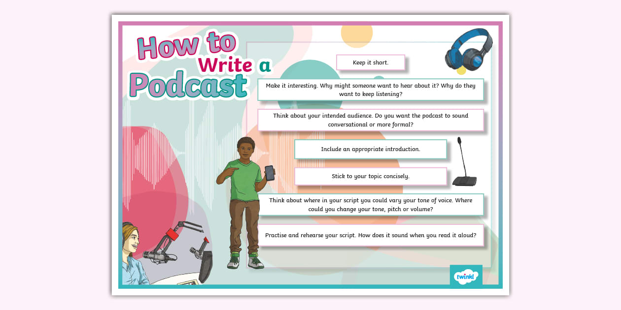 How to Write a Podcast Display Poster (teacher made)