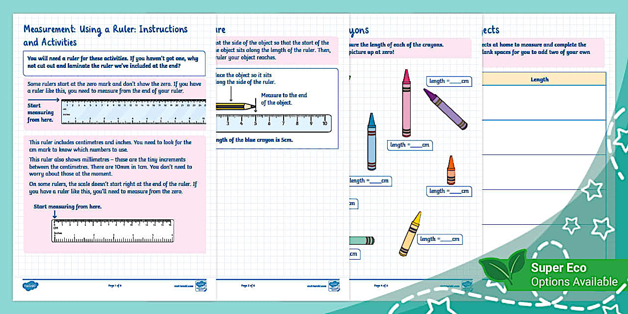 Measurement: Using a Ruler: Instructions and Activities