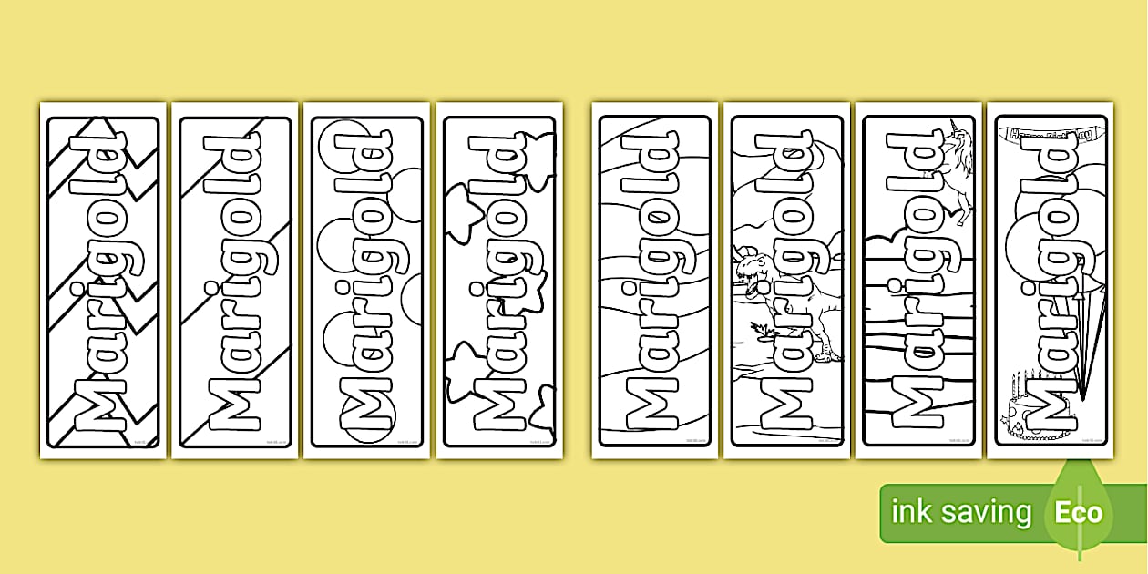 Marigold Name Simple Colouring Bookmarks | Twinkl | KS1