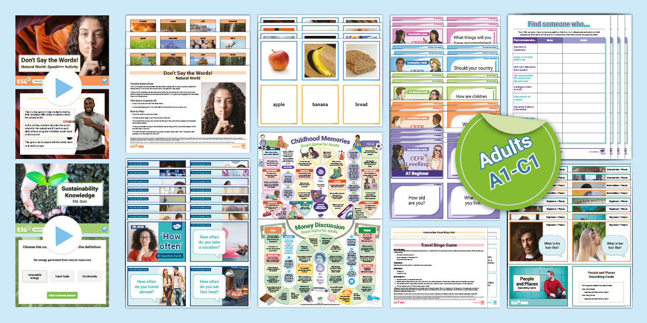 ESL Fun Activities for Adults Pack [Adults, A1-C1] - Twinkl