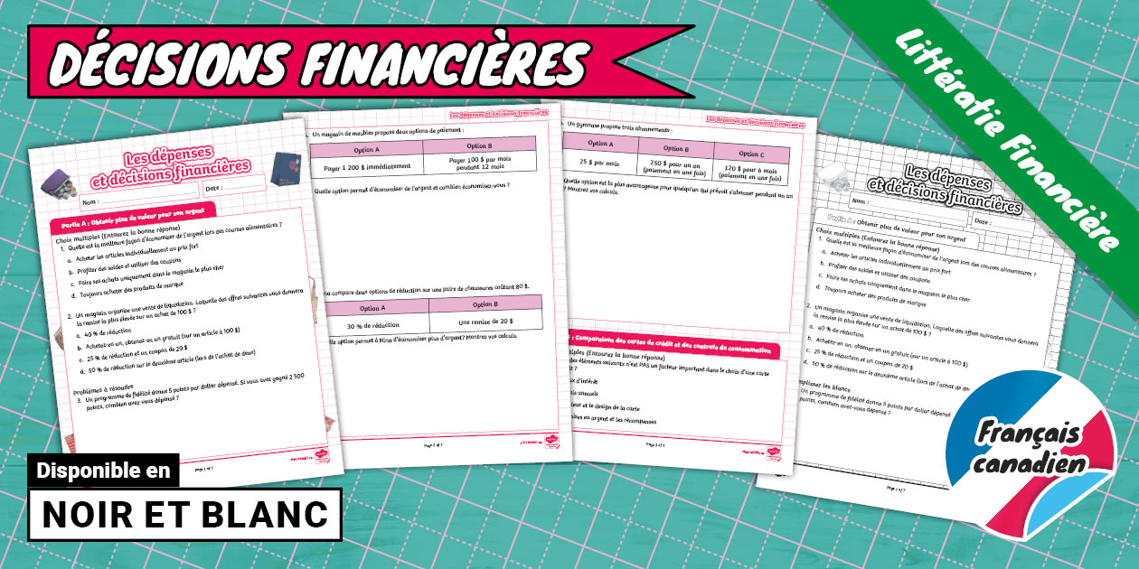 Grade 8 Financial Mathematics Assessment - Version 2 French