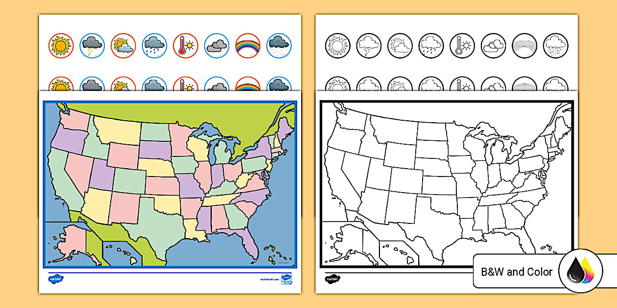 Weather Station Dramatic Play Weather Map - Twinkl